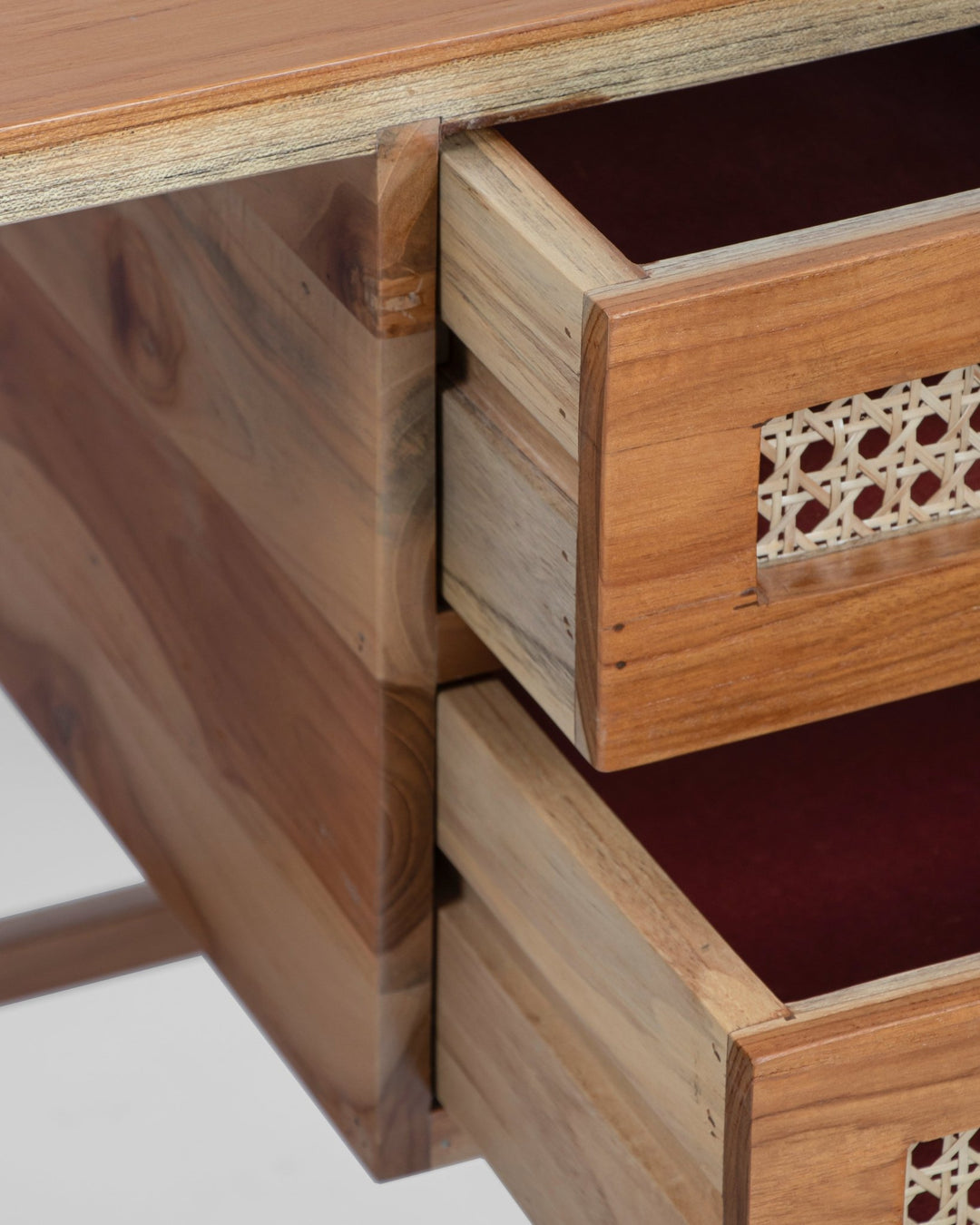 Kokoro Japandi Teak and Cane Study Table – Bareeki