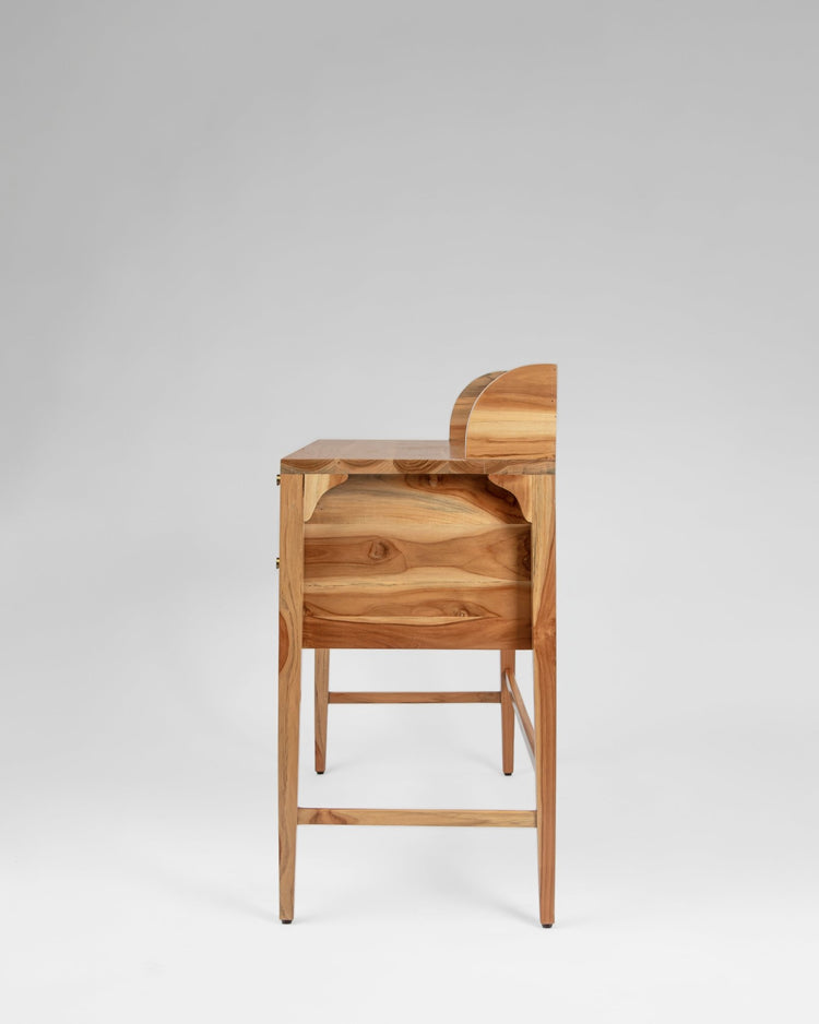 Kokoro Japandi Teak and Cane Study Table – Bareeki